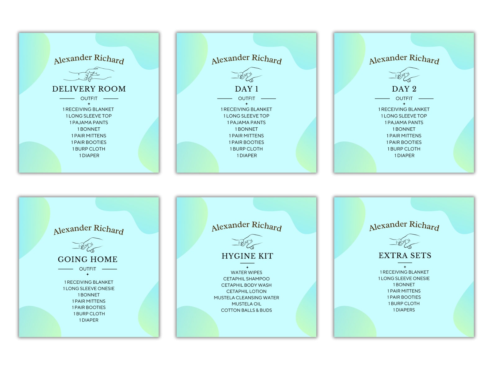 Printable Editable Hospital Bag Labels for Newborn Baby Boy Clothing ...