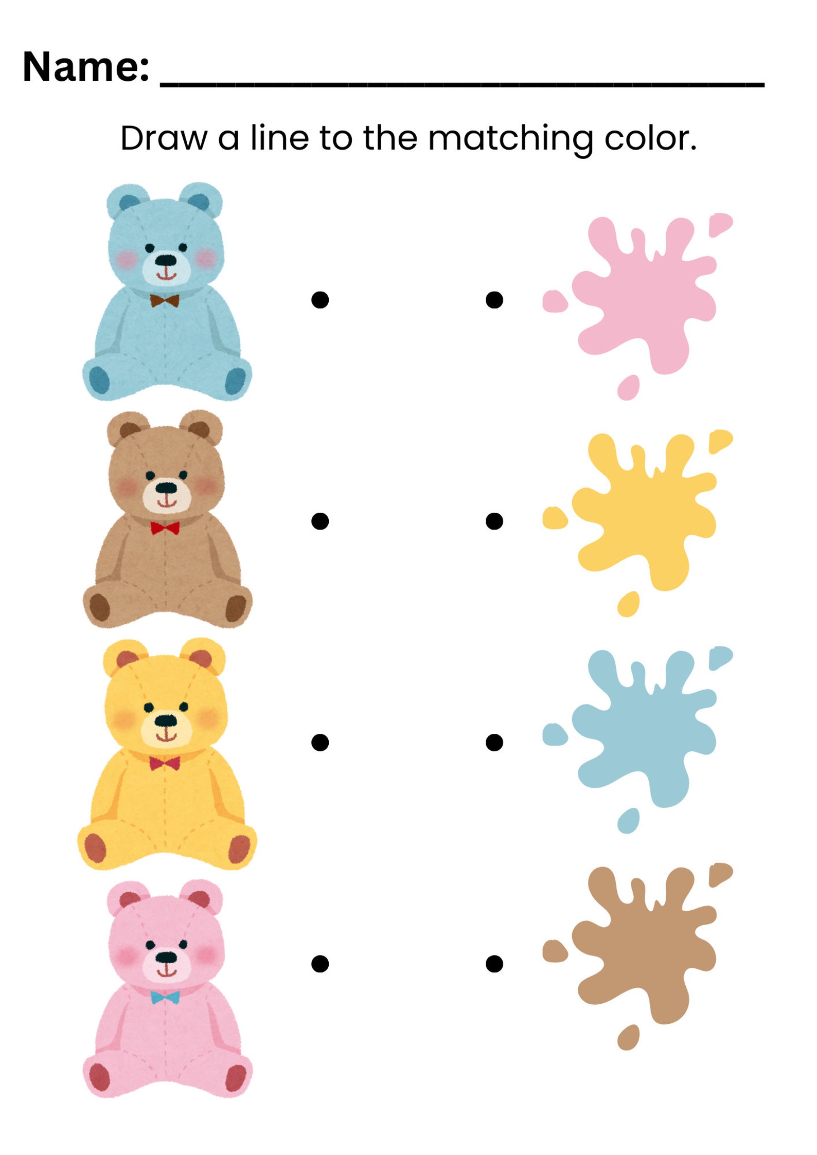 30 Printable Matching Worksheets, Match the Picture Color, Kindergarten ...