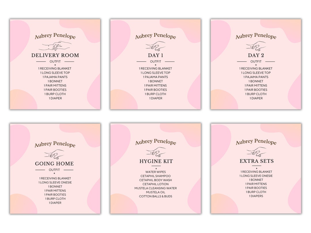 Printable Editable Hospital Bag Labels for Newborn Baby Girl Clothing ...