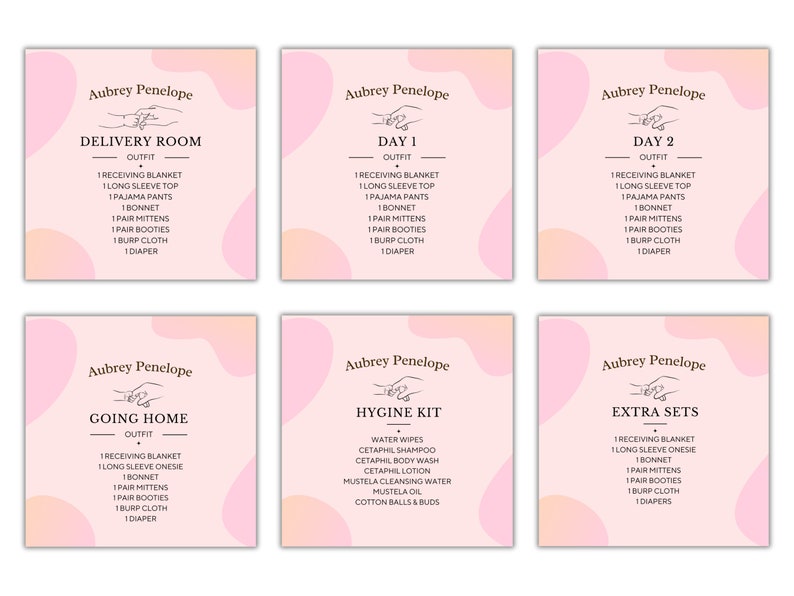 Printable Editable Hospital Bag Labels for Newborn Baby Girl Clothing ...