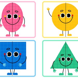 Animal Shapes Matching Card Game, Symmetry Puzzle, Printable Toddler ...