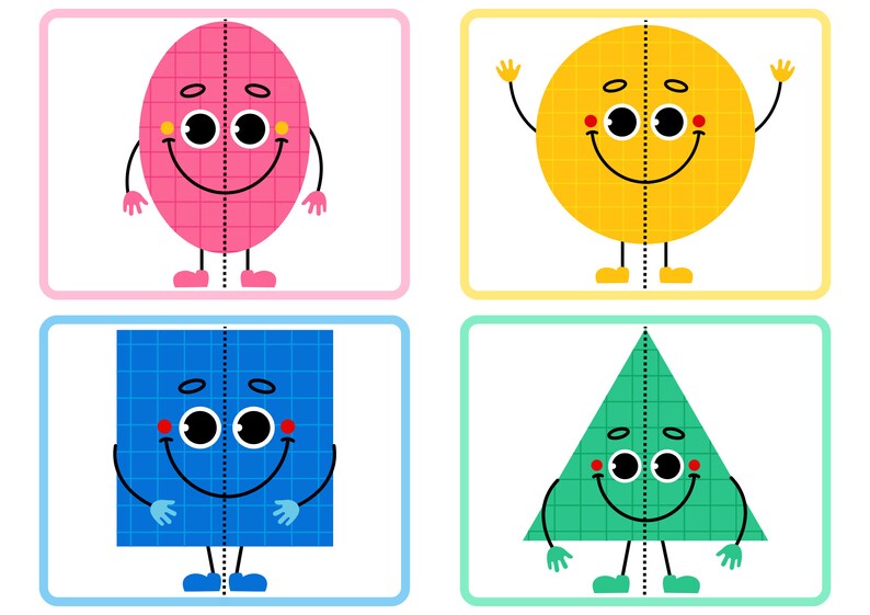 Animal Shapes Matching Card Game, Symmetry Puzzle, Printable Toddler ...