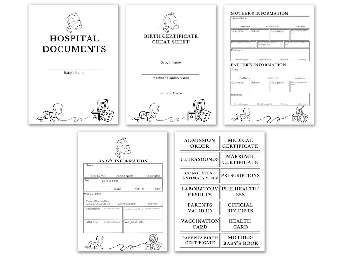 Baby Hospital Documents Information Printable Hospital Template ...