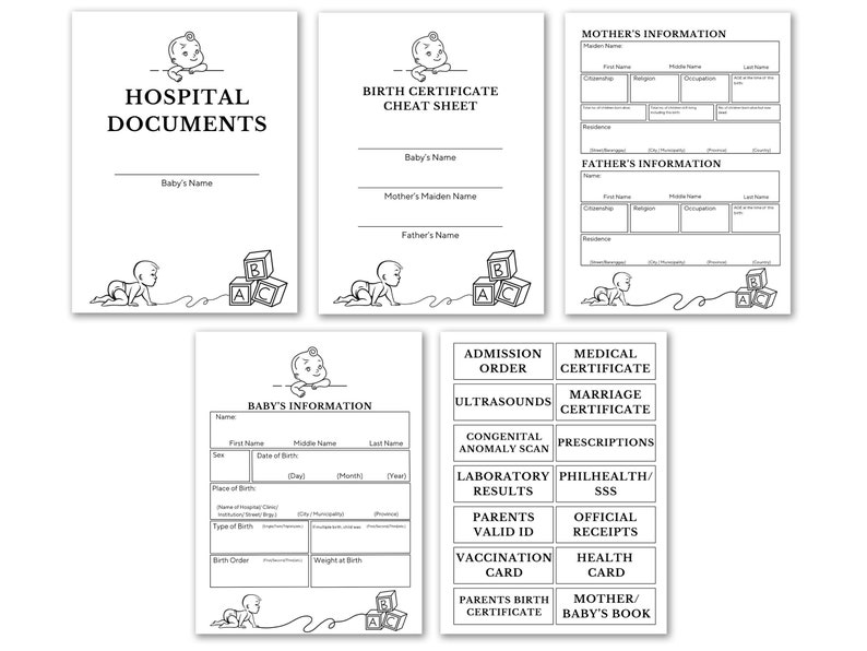 Baby Hospital Documents Information Printable Hospital Template ...