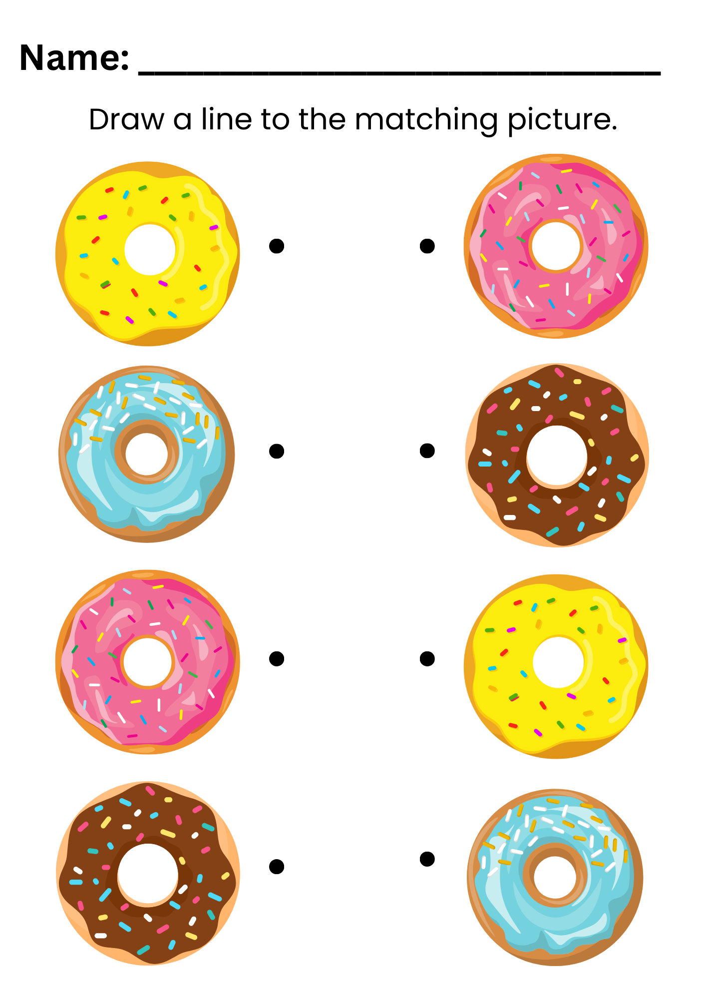 30 Printable Matching Worksheets, Match the Picture Color, Kindergarten ...