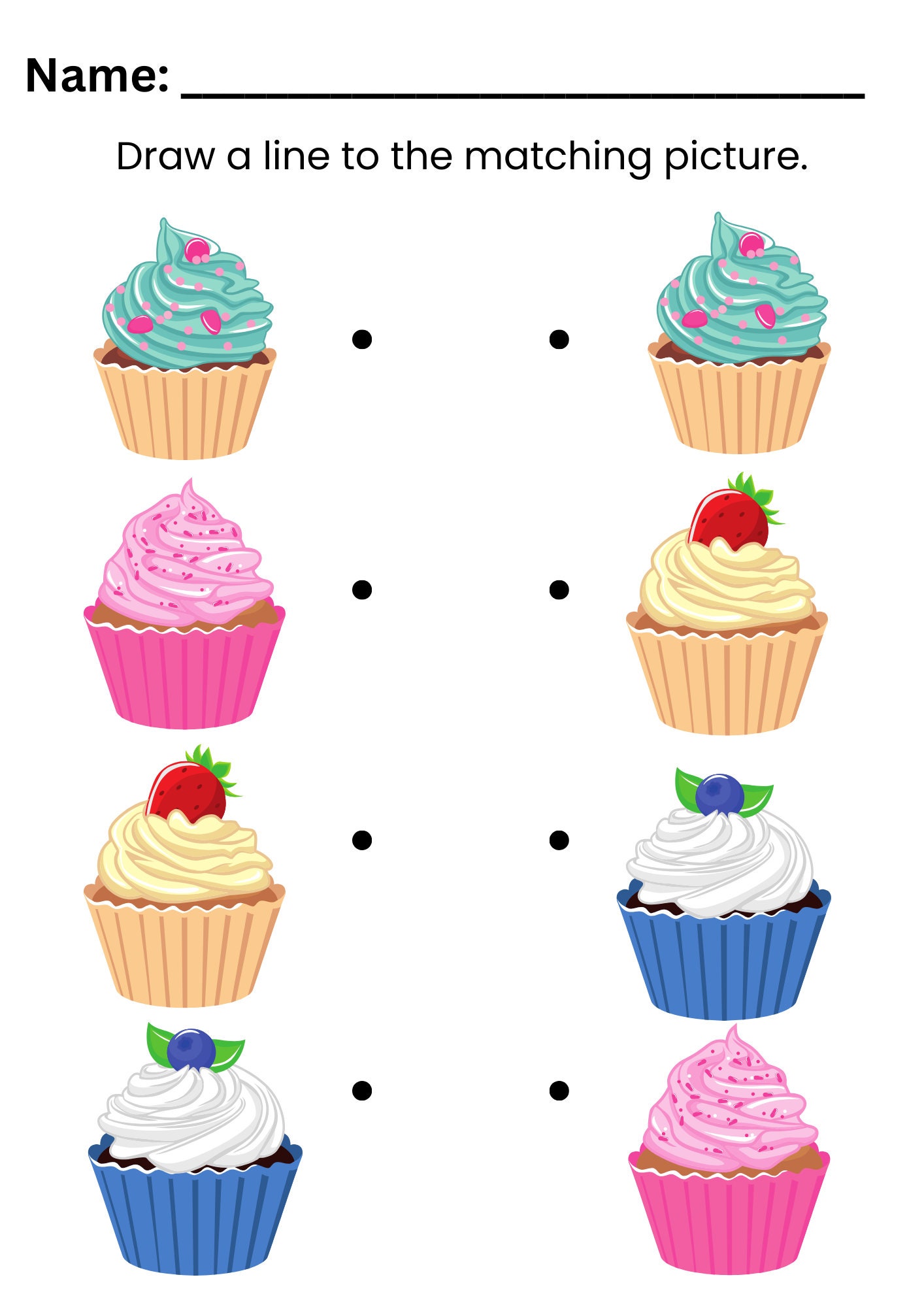 30 Printable Matching Worksheets, Match the Picture Color, Kindergarten ...