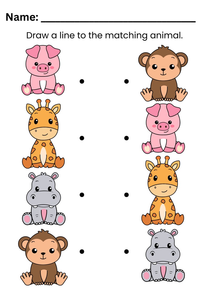 30 Printable Matching Worksheets, Match the Picture Color, Kindergarten ...