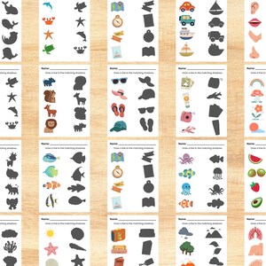 30 Shadow Matching Activity Worksheets, Match the Picture, Kindergarten ...