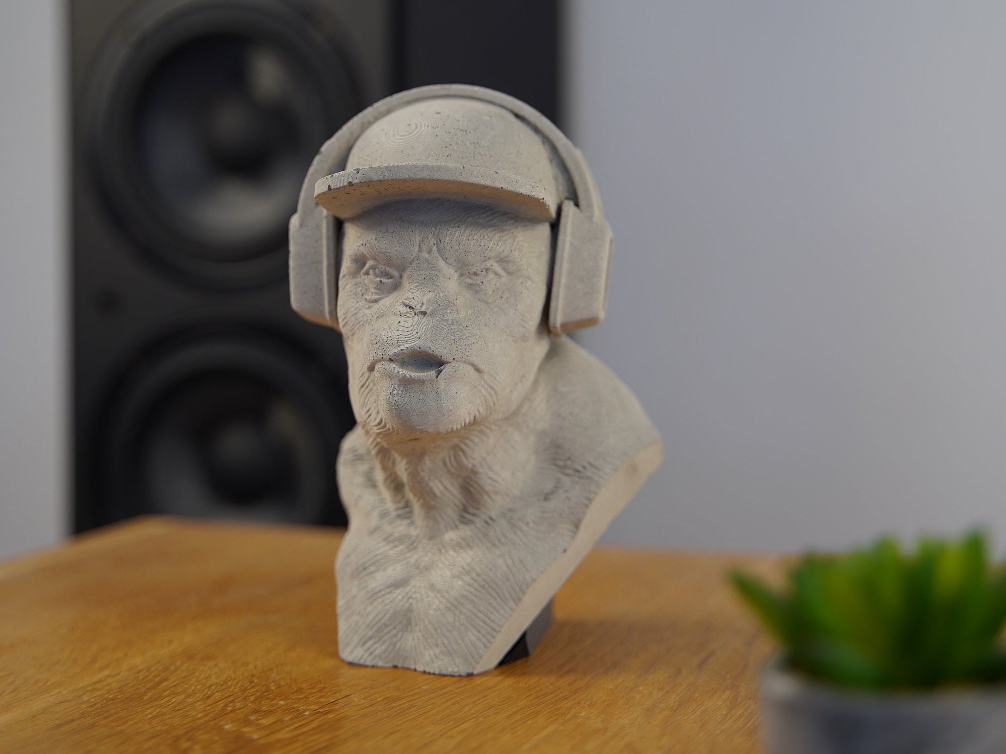 Handcrafted Concrete Monkey Head Sculpture in the Style of the Three ...