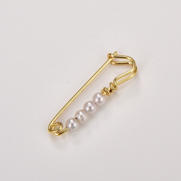 Pearl Safety Pin Gold - Etsy