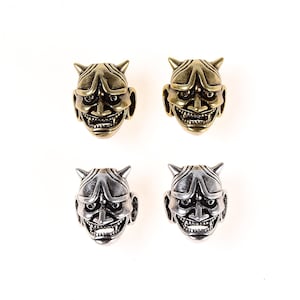 Antique Japanese Hannya Mask Charm Beads, Samurai, Oni Mask Beads ...