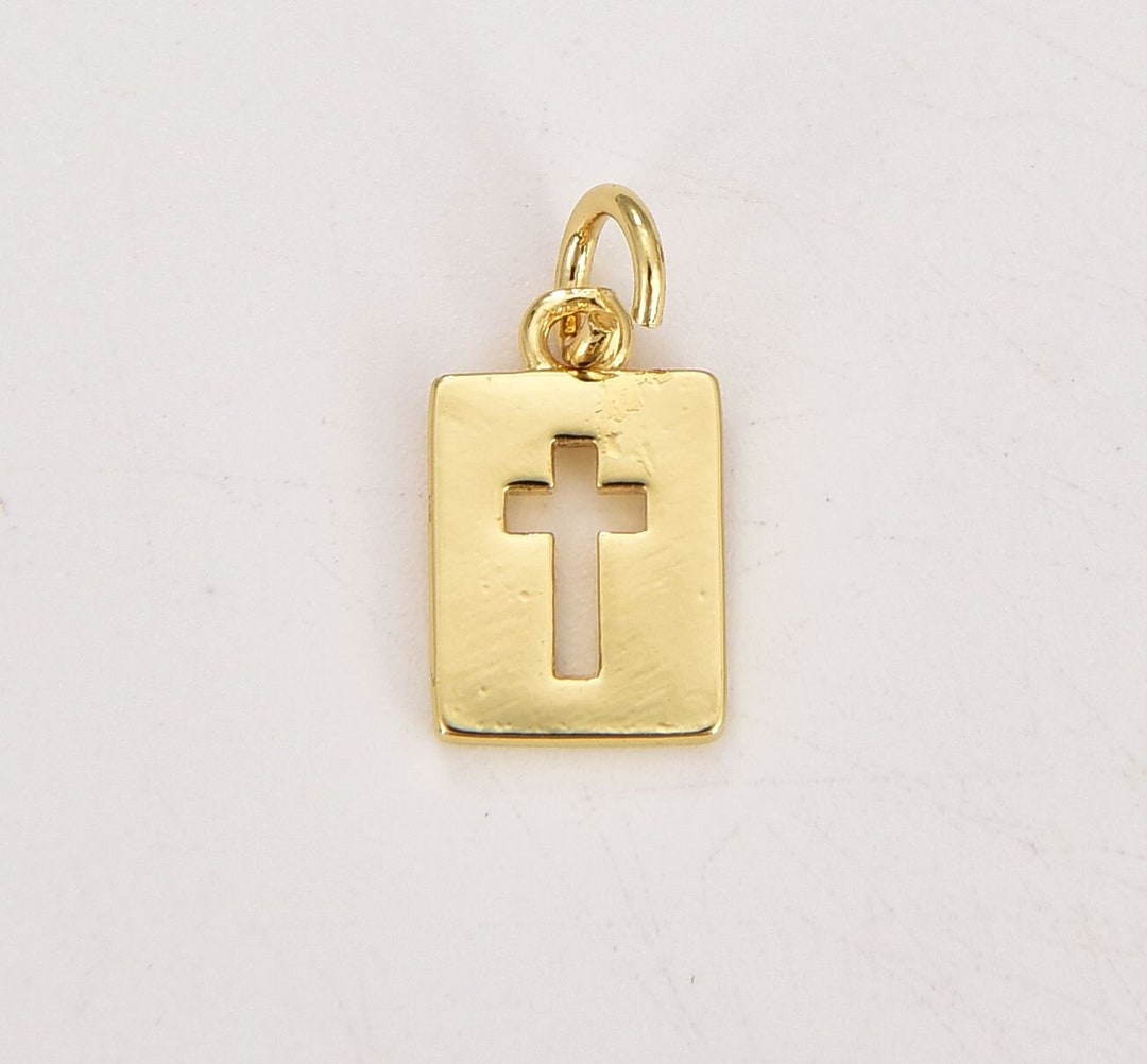 18K Gold Filled Gold Cross Charm Minimalist Religious Jewelry Supply ...