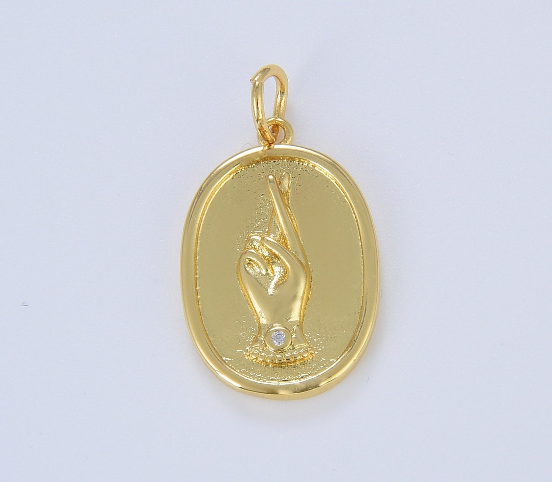 Fingers Crossed Add-on Charm, Gold Filled Hand Gesture Sign Language ...
