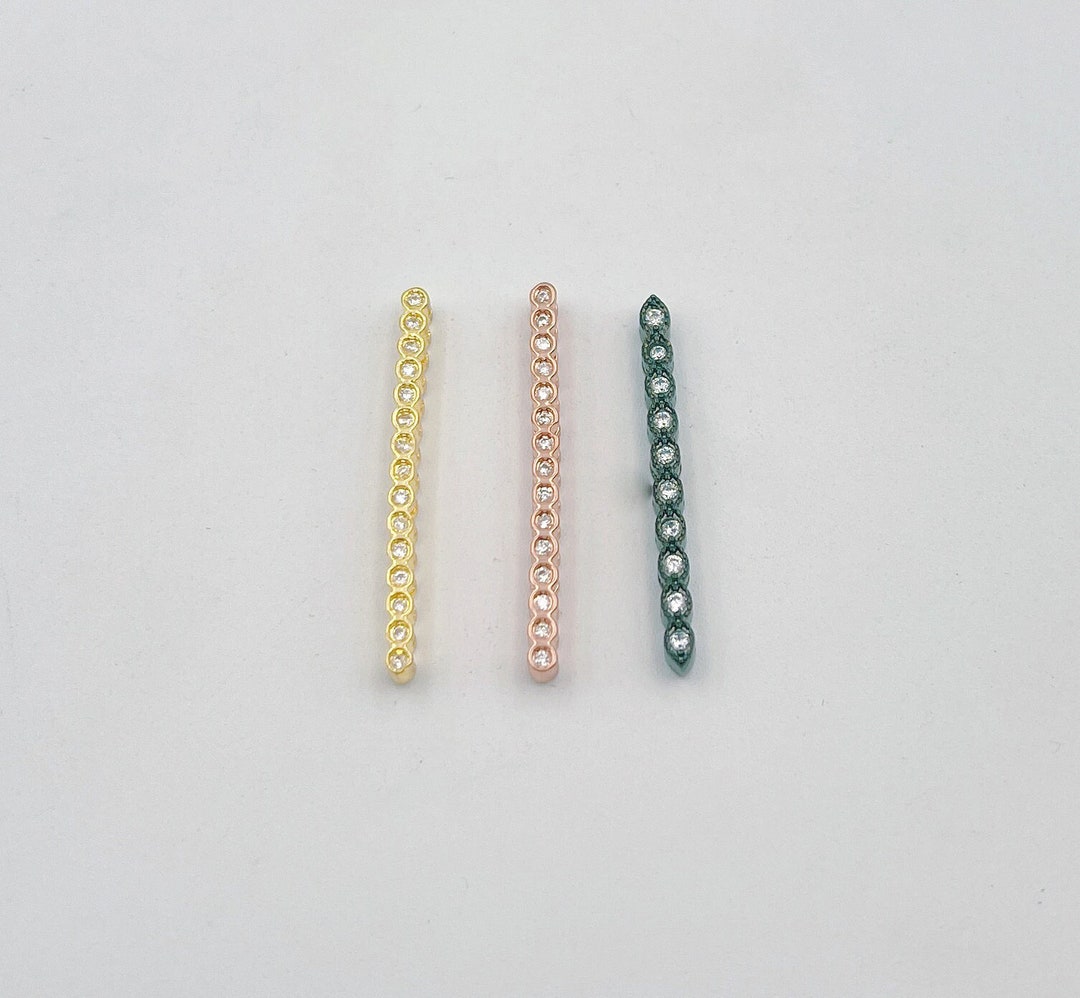 7 Holes Divider Rectangular Bar Spacer Beads, Gold Filled CZ Micro Pave ...