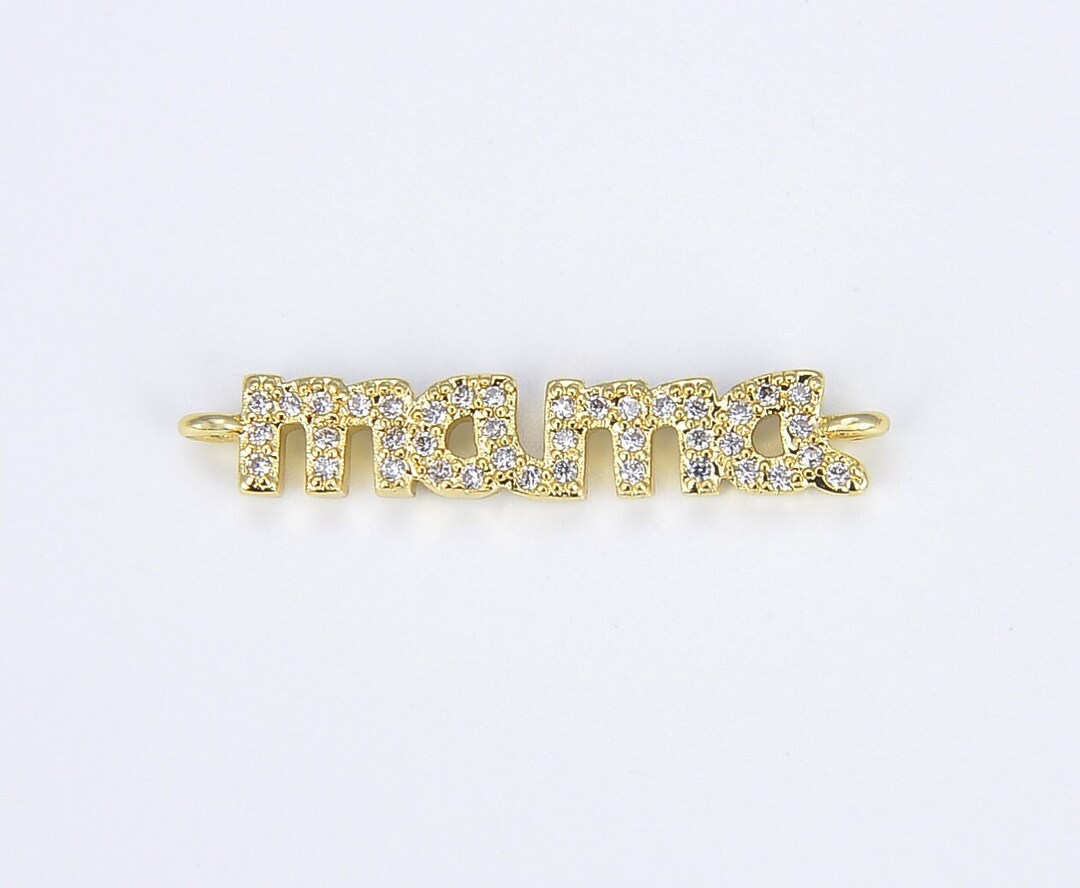 Mama Word Add-on Charm Connector in Gold Filled, Dainty Mama Charm for ...