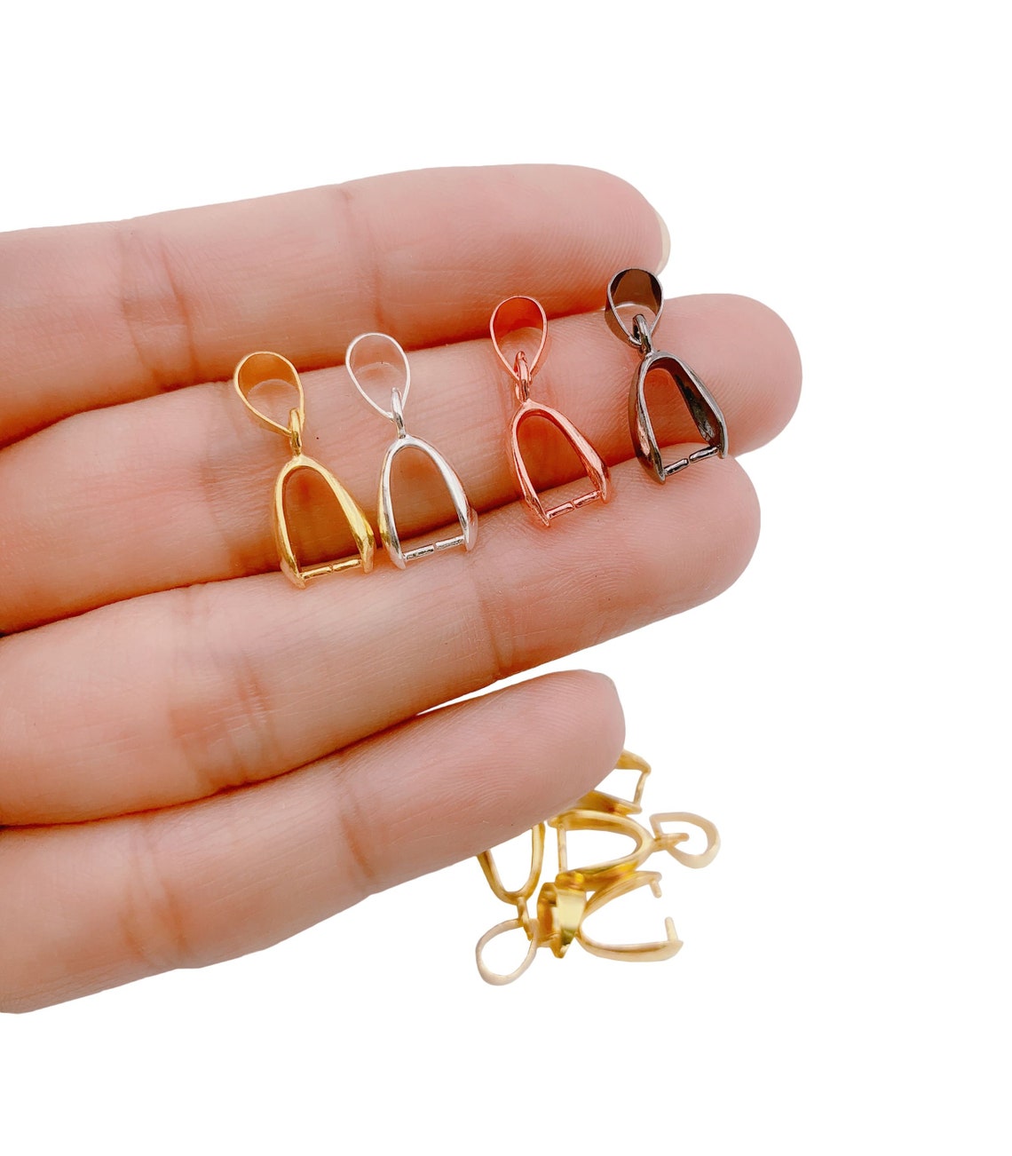 Shiny Gold Pendant Bail Clasps, Pinch Bails, Charm Pinch Bails ...