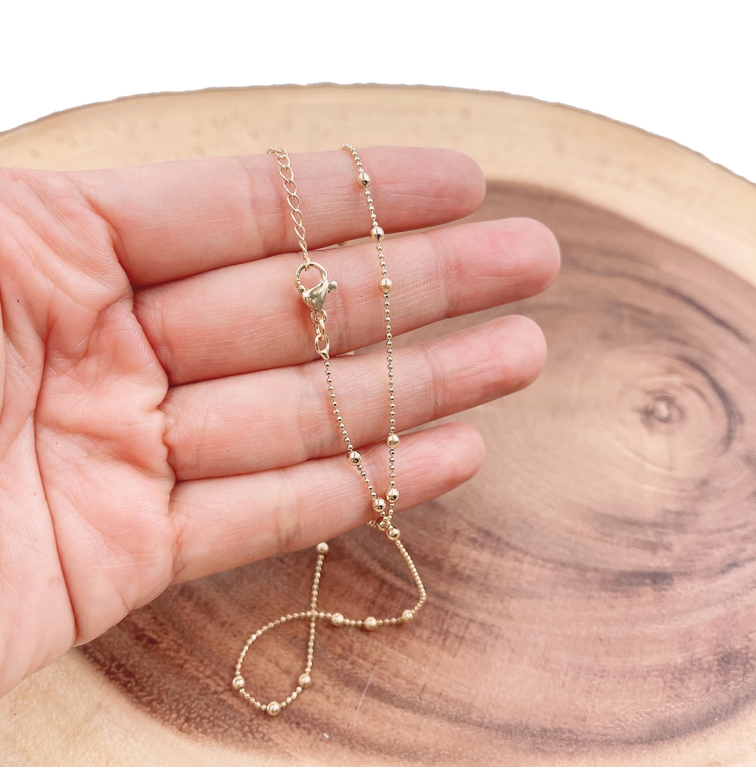 Ready to Use Gold Filled With Bead Necklace Chain, Layering Beaded ...