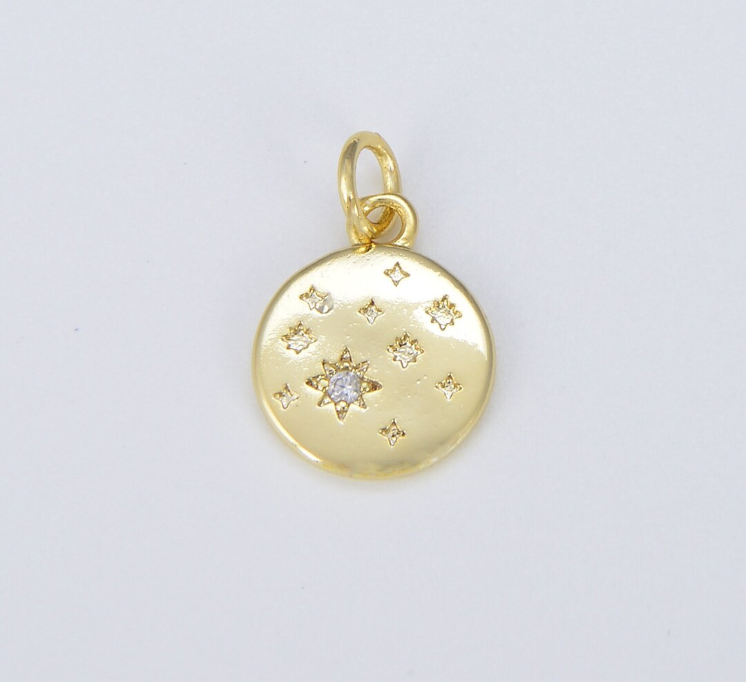 Mini Medallion Star Add-on Charm Pendant in Gold Filled, CZ Micro Pave ...