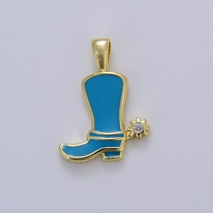 Enamel Color Cowboy Boot Charm, Gold Cowboy Boots Charm for Necklace or ...