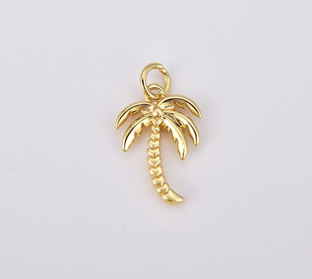 Gold Filled Tropical Gold Palm Tree Charm Pendant, Necklace Earring ...