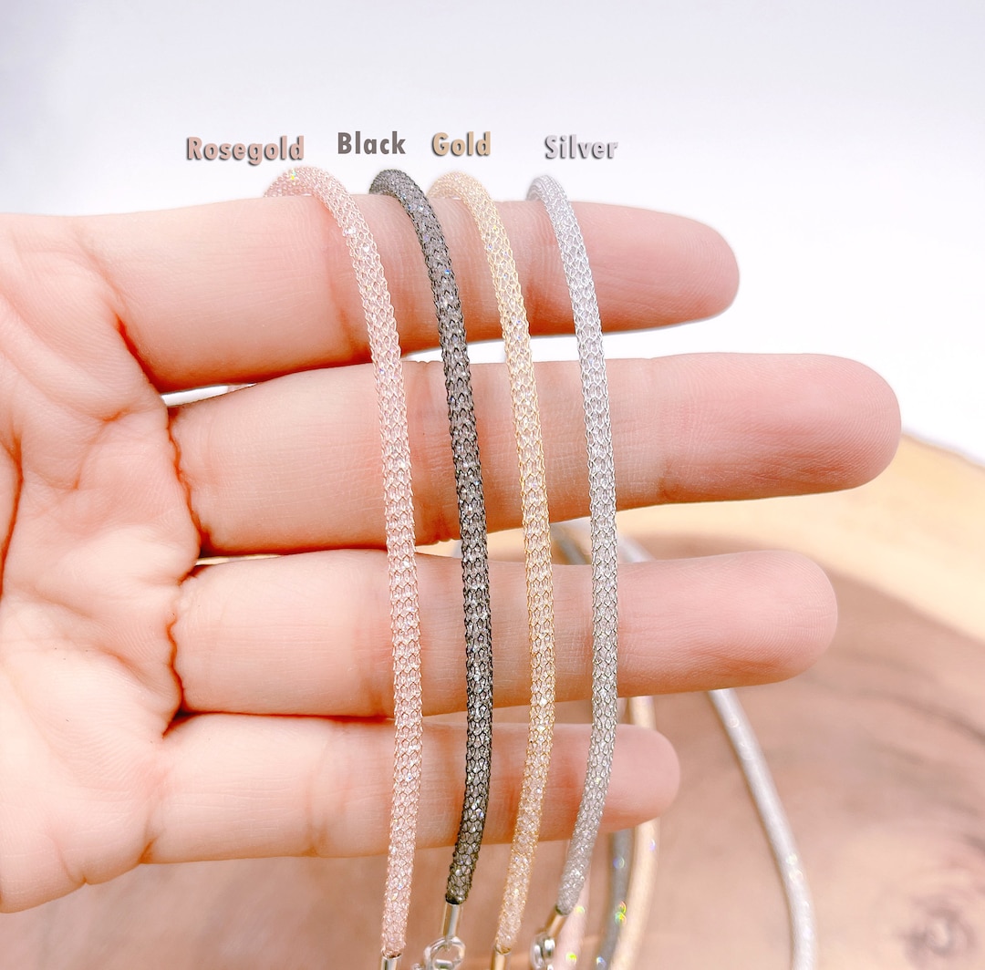 20" Crystal Mesh Necklace, 18K Gold Hollow Mesh Chain Necklace With ...