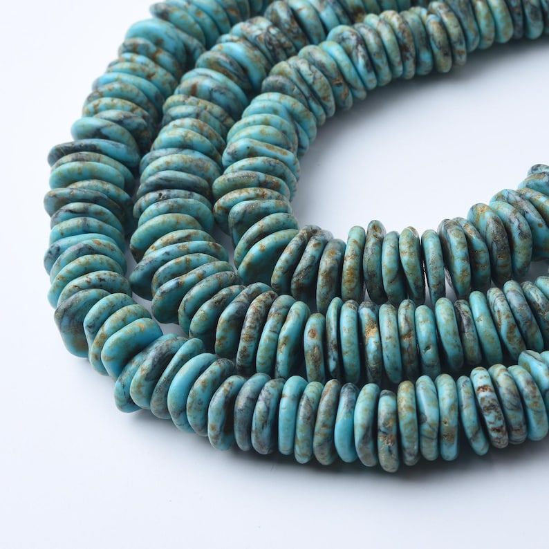 Kingman Grade Turquoise Graduated Disc Button Beads DIY Jewelry Making ...