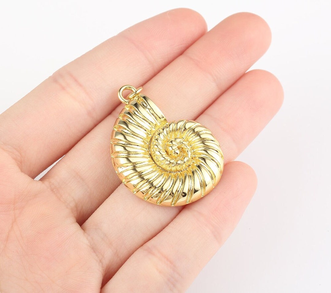 Nautilus Shell Charm in Gold Filled. Sea Shell Pendant for Necklace ...