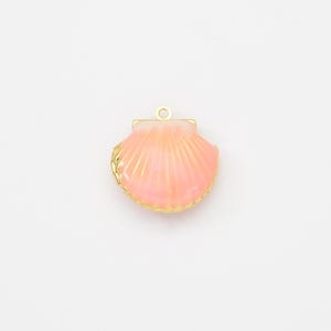 Dainty Teal and Magenta Openable Clam Shell Locket Charm Pendant, Gold ...
