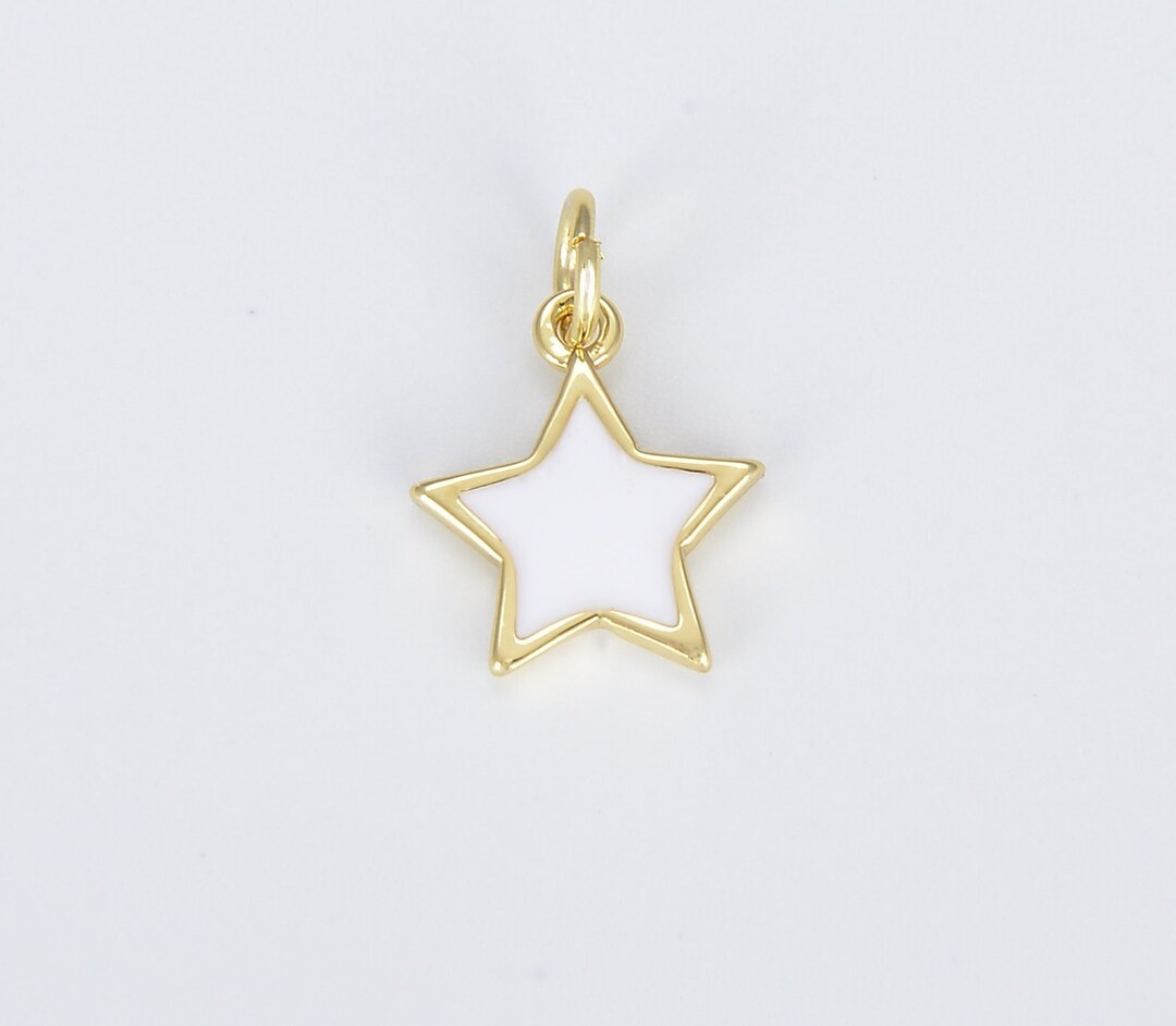 White Enamel Star Add-on Charm for Bracelet, Gold Filled Bethlehem Star ...