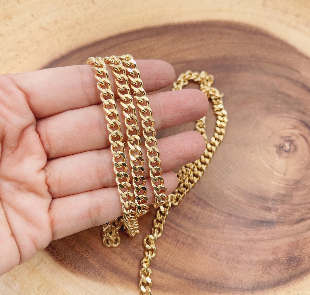Gold Cuban Curb Chain by Foot, Cuban Curb Chain, Wholesale Bulk Roll ...