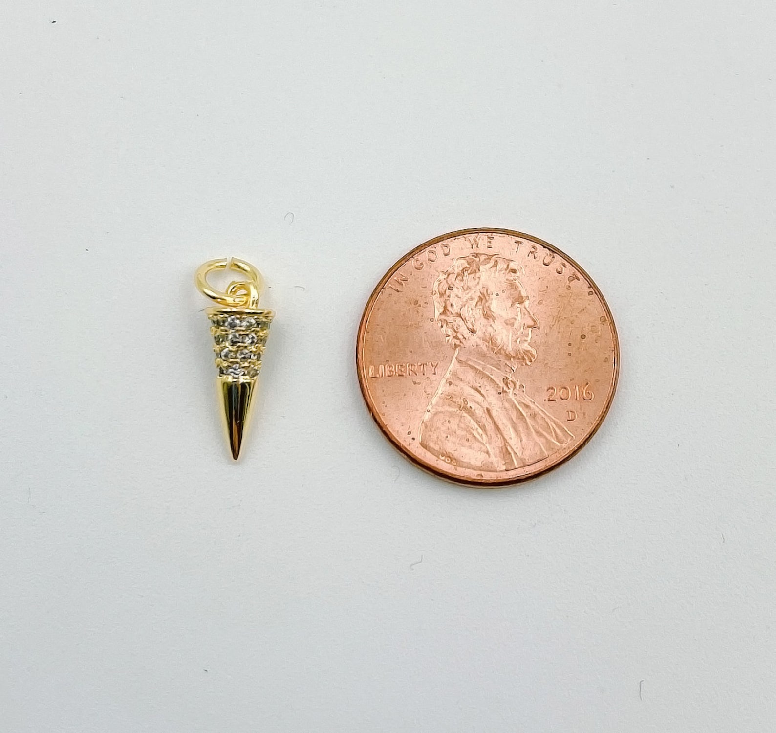 Mini Spike Add-on Charm Pendant in Gold Filled, CZ Micro Pave Pendulum ...