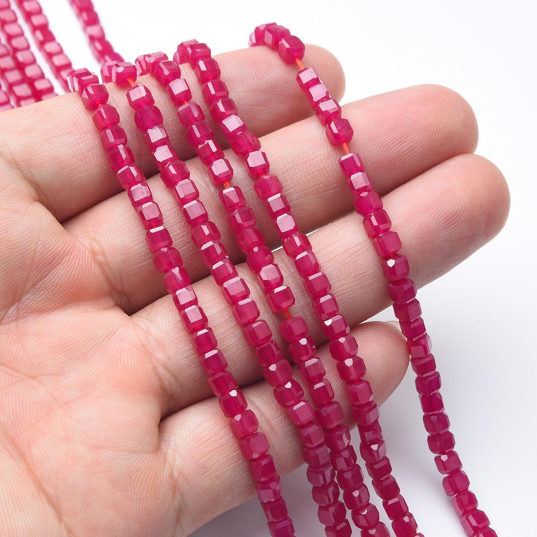 Cube Red Beryl Bixbite 3mm Micro Faceted Gemstone Beads for DIY Craft ...