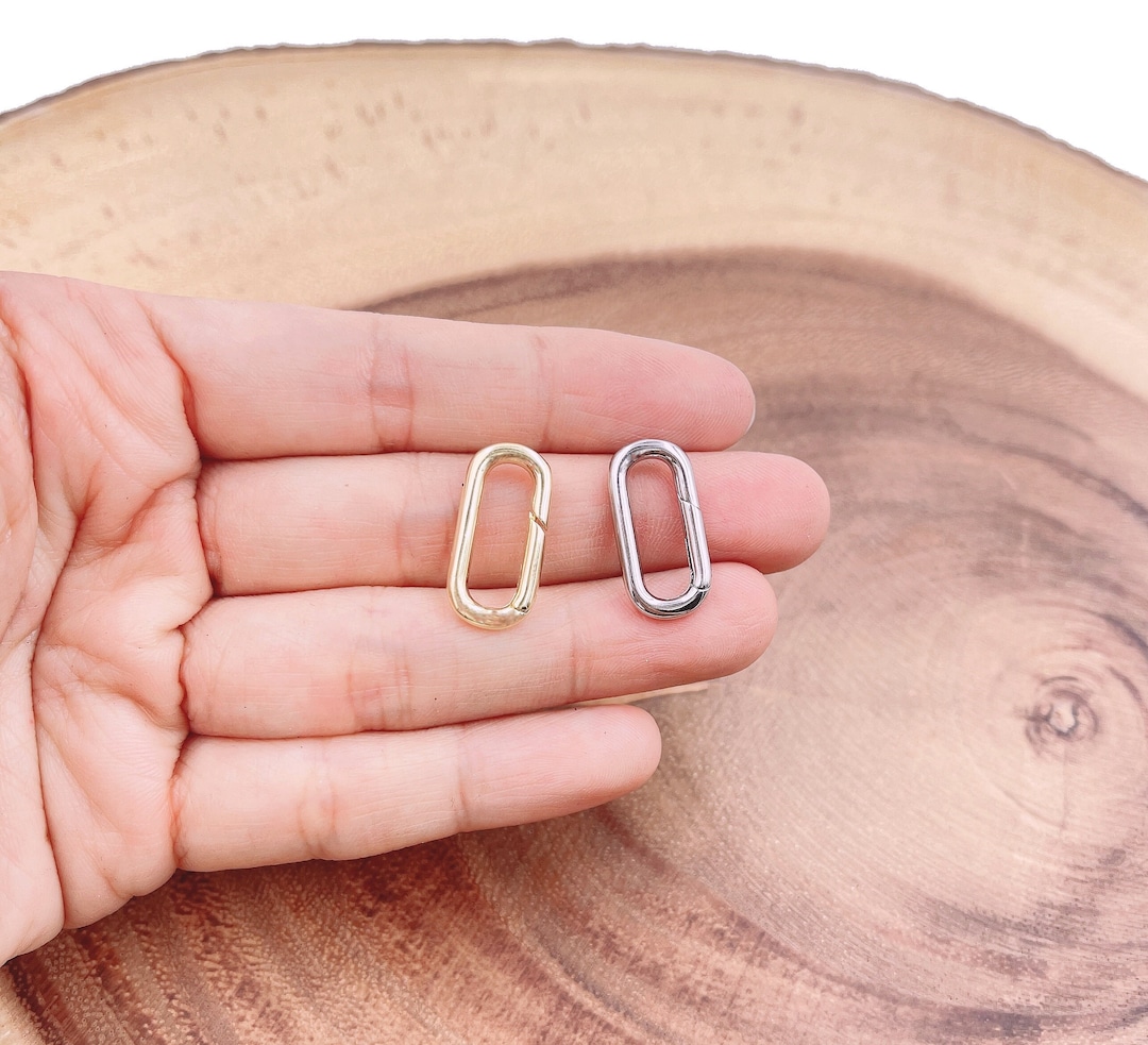 Dainty Gold Oval Carabiner Clasp,silver Clasp, Interlocking Oval Lock ...