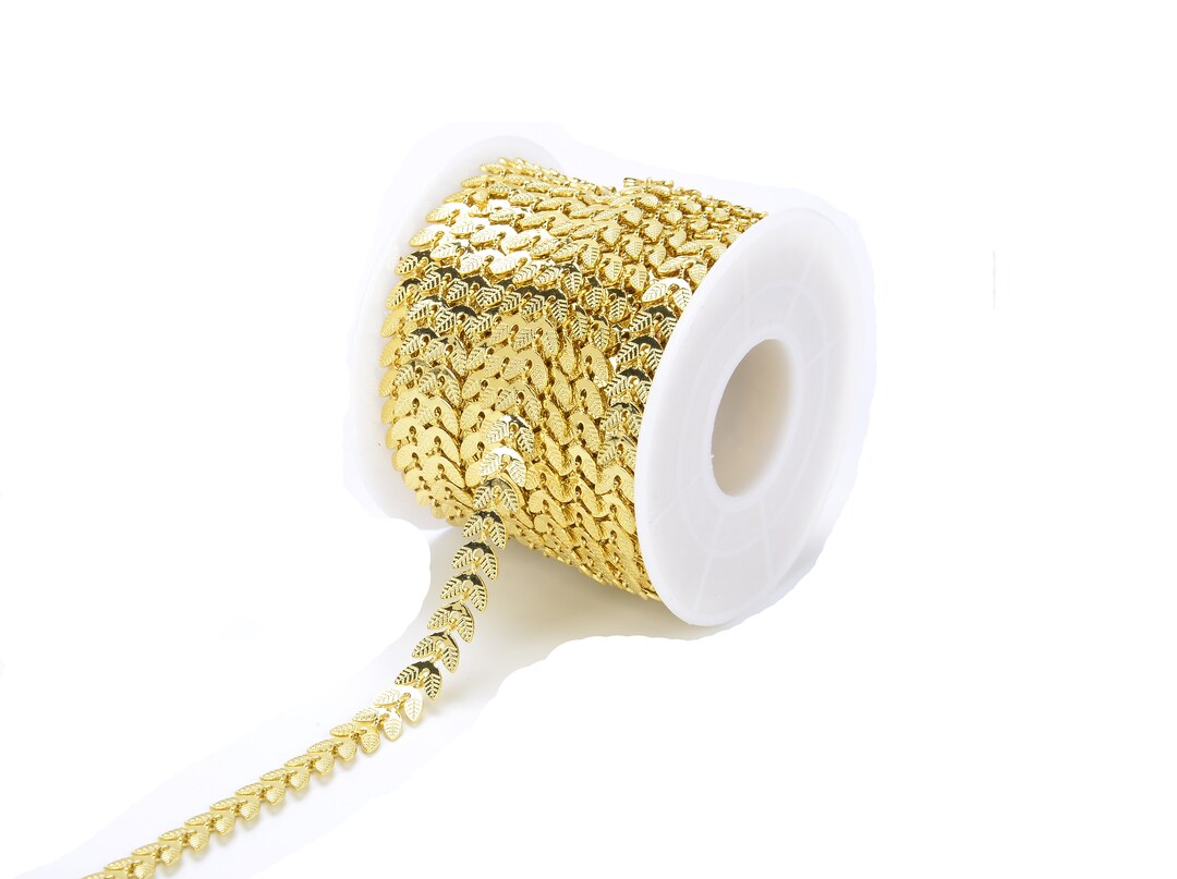 Gold Feather or Fishbone Chain, Chevron Chain, Handmade Chain for Gift ...