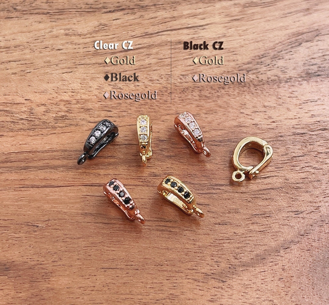 Bail Connector Clasp Latch-back Closure, CZ Micro Pave Necklace Pendant ...