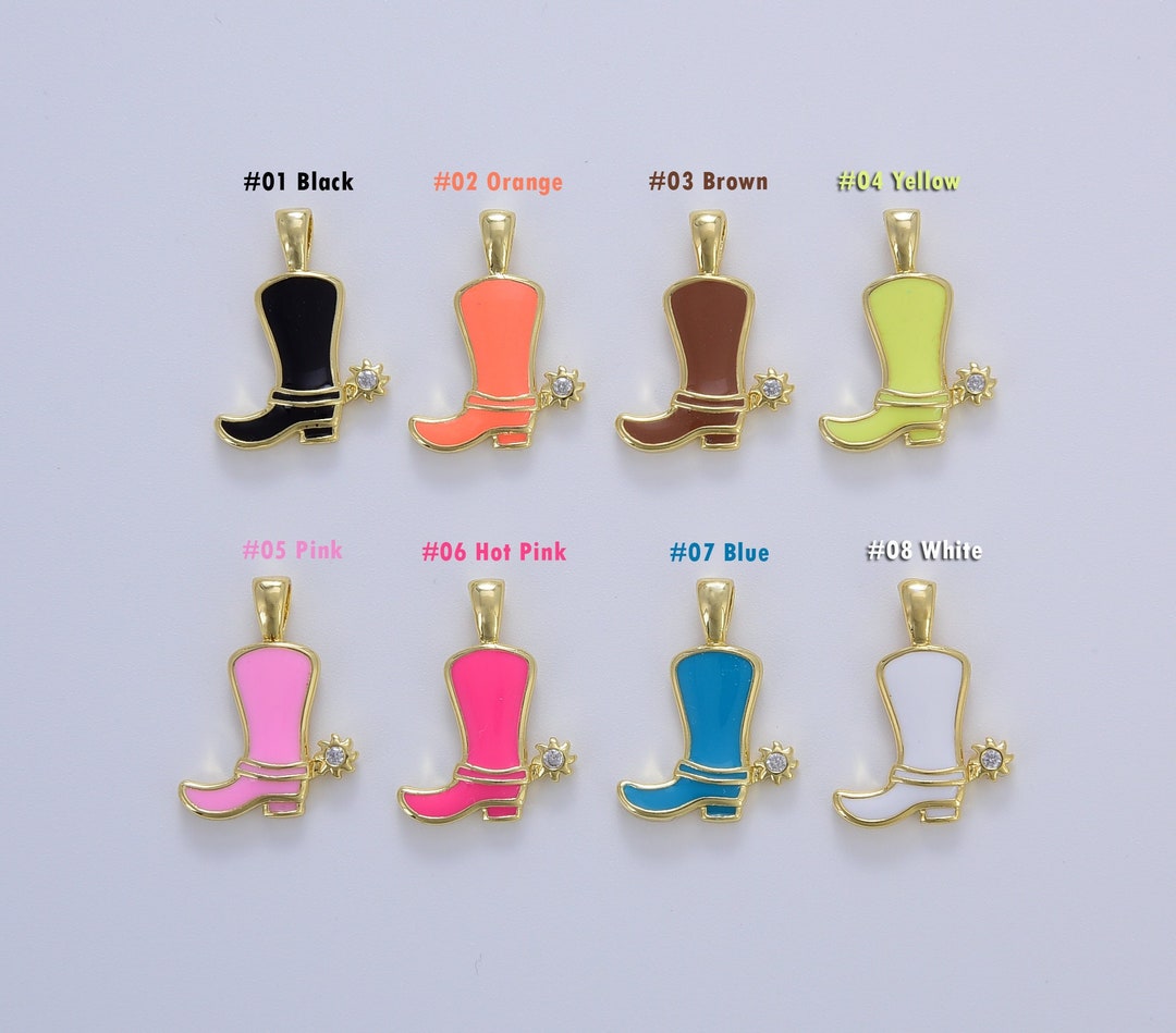 Enamel Color Cowboy Boot Charm, Gold Cowboy Boots Charm for Necklace or ...