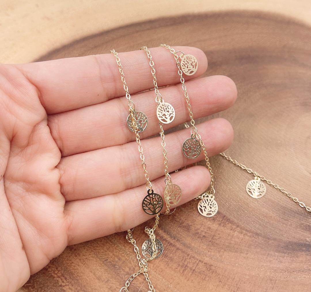 18K Gold Tree of Life Chain by Yard , Life of Tree Necklace Chain by ...