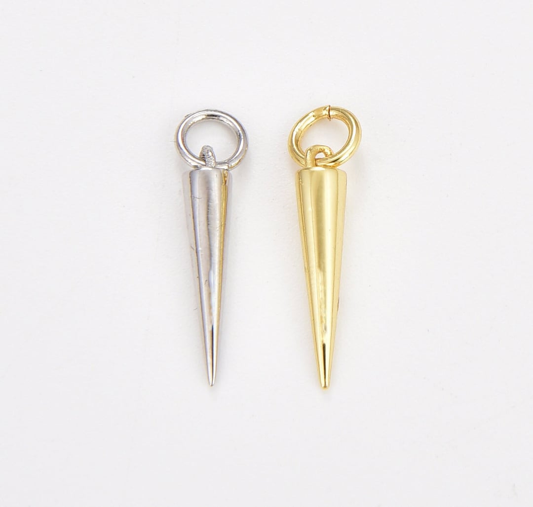 18K Gold Filled Dainty Gold Spike Charms Drop Pendulum Pendant Stud ...
