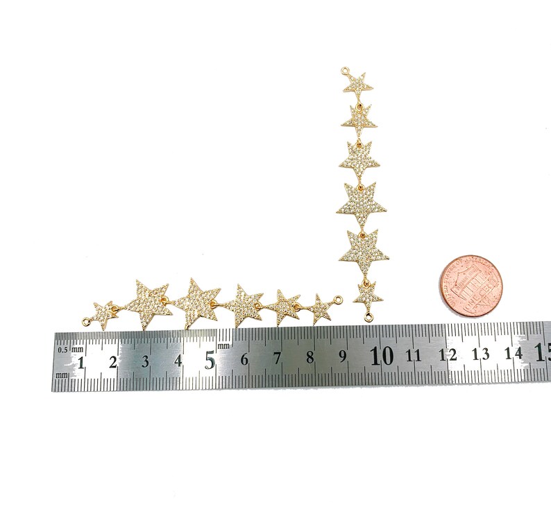 6 Stars Link Connector With CZ Micro Pave, Necklace in Gold Filled Add ...