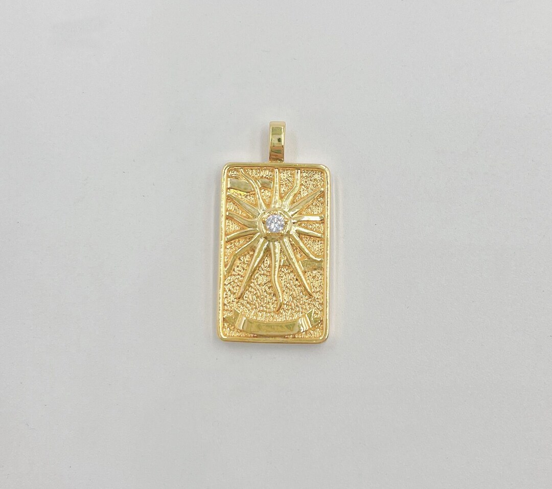 The Sun Pendant Amulet Tarot Card Charm, Gold Filled Tarot Reading ...
