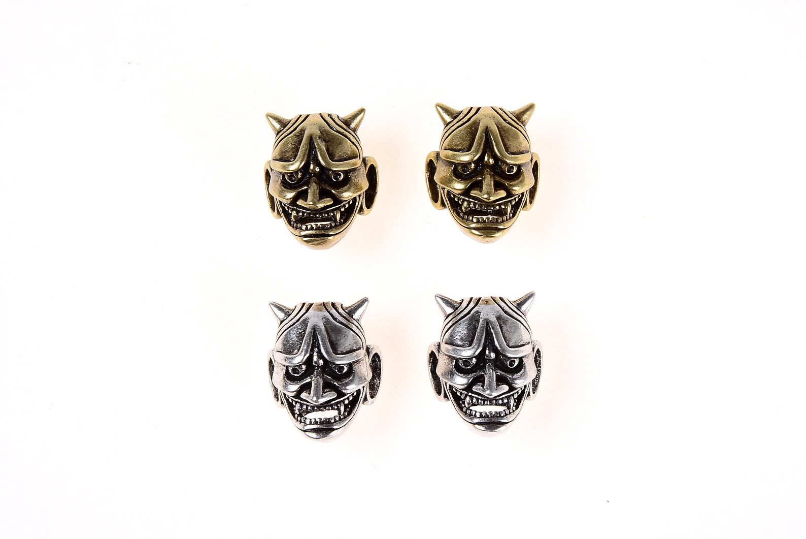 Antique Japanese Hannya Mask Charm Beads, Samurai, Oni Mask Beads ...