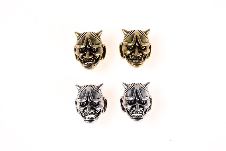 Antique Japanese Hannya Mask Charm Beads, Samurai, Oni Mask Beads ...