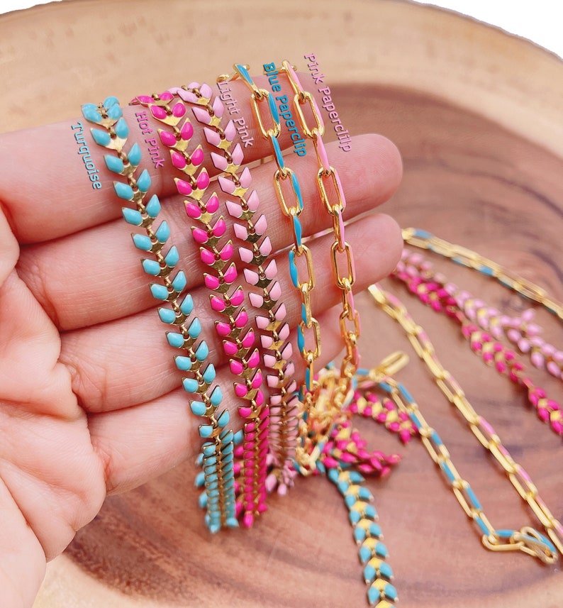 Chevron Enamel Chain, Gold Filled Paperclip Chain by Foot, Wholesale ...