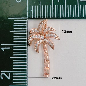 Dainty Palm Tree Pendant, Gold Filled Summer Charm Jewelry Making, CZ ...