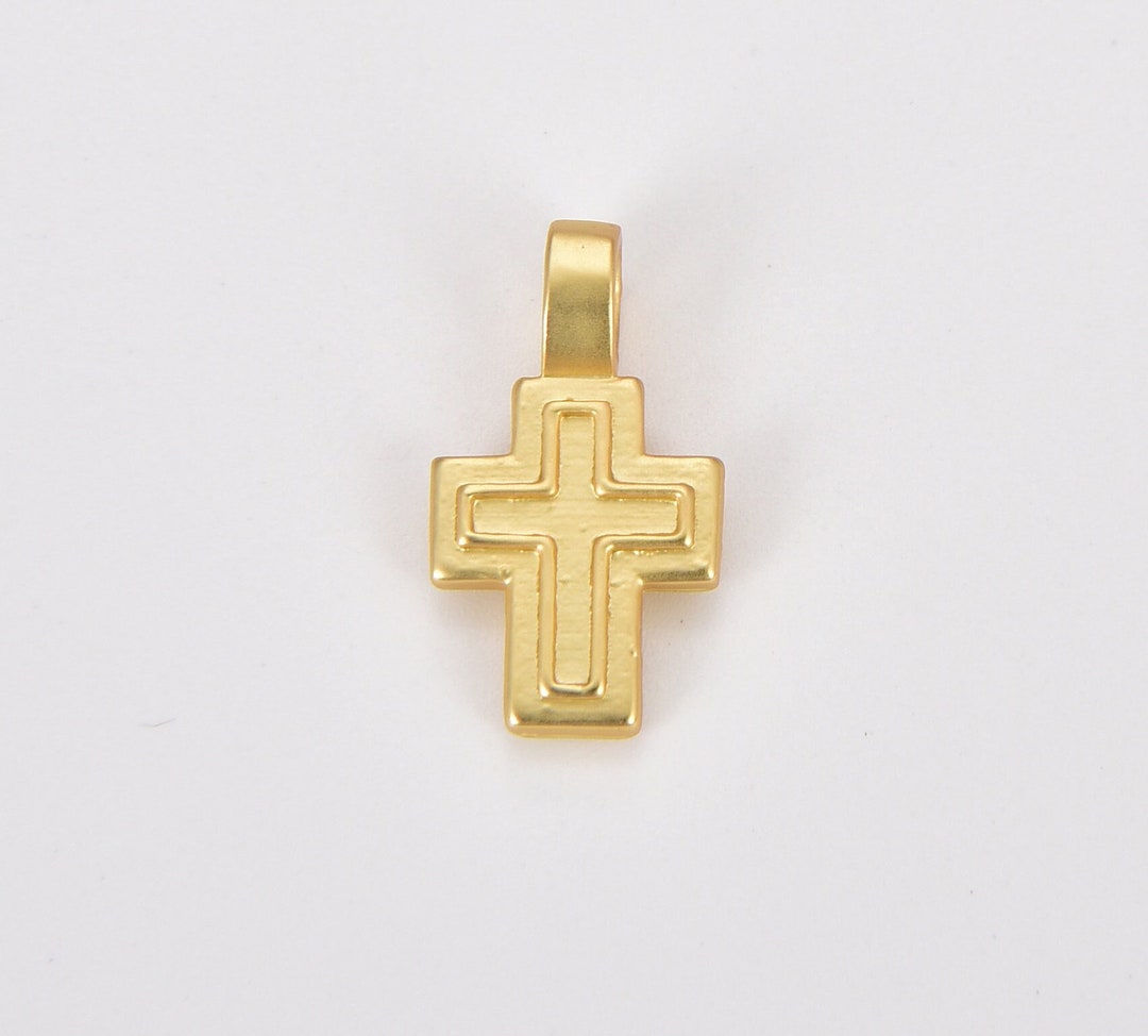 Dainty Gold Filled Cross Add-on Charm for Bracelet, Tiny Component ...