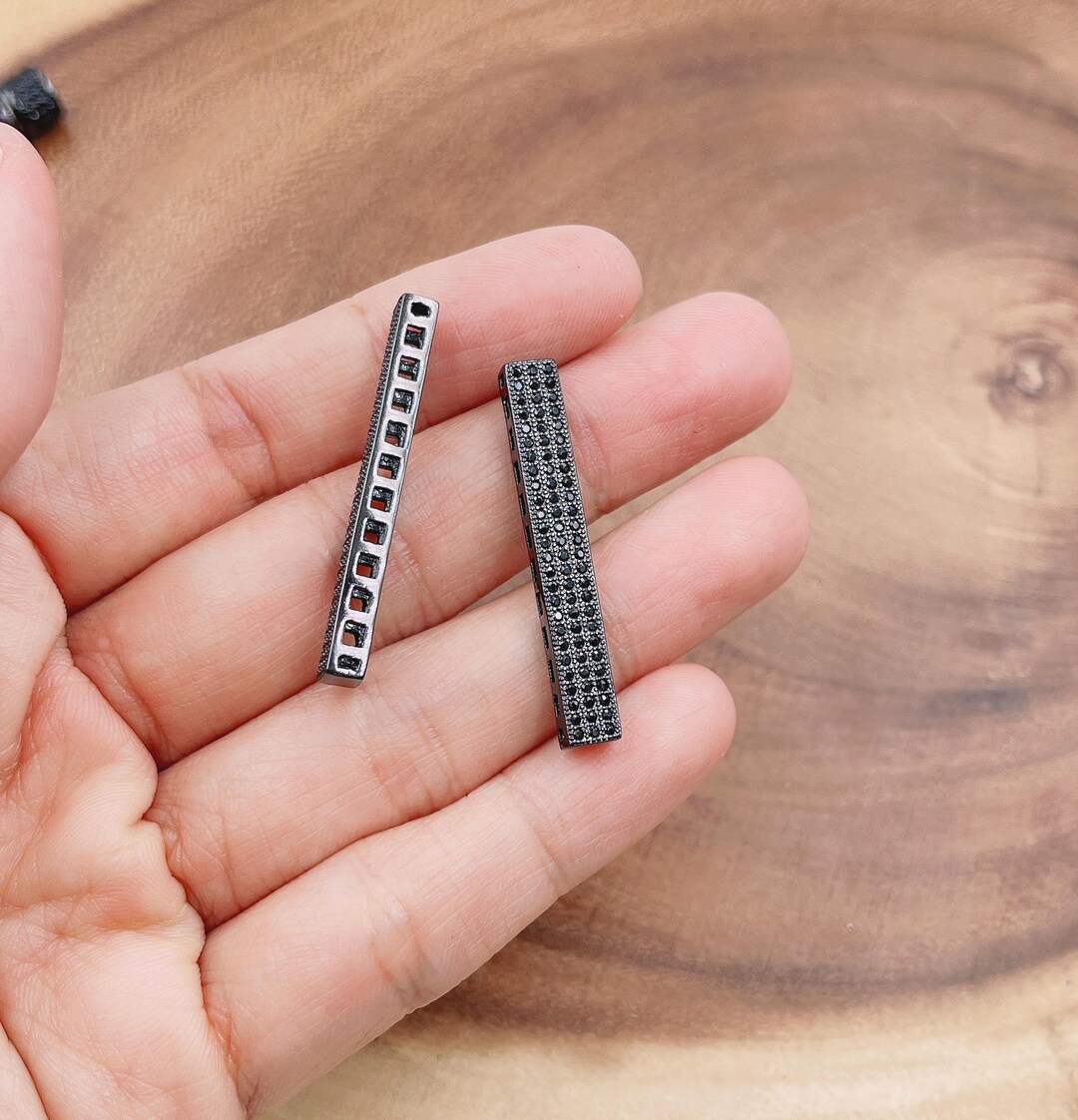 Black Spacer Bar Separators, Divider Rectangular Bar Spacer Beads, 12 ...