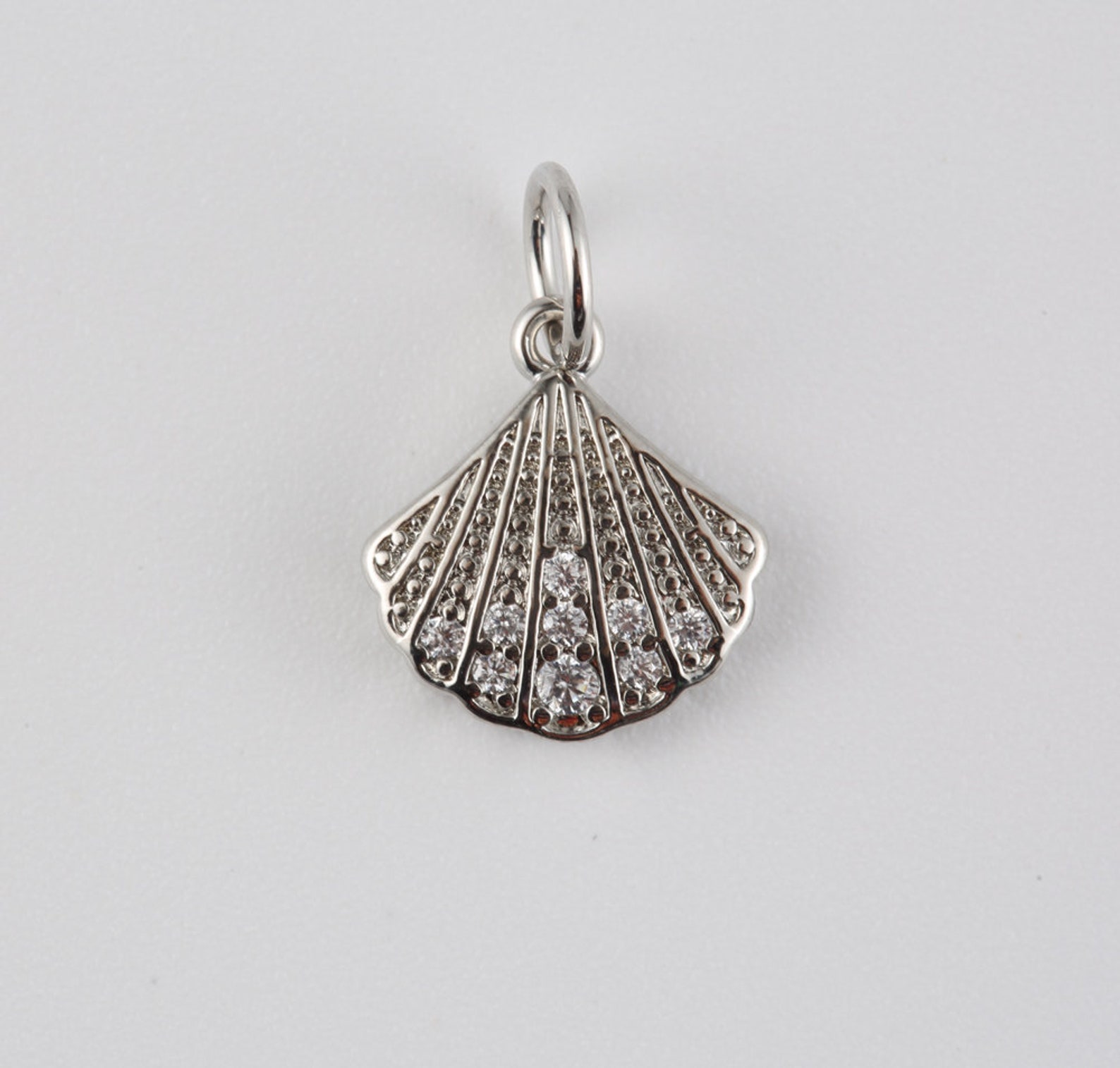 Clam Shell Locket Add-on Charm Pendant in Gold Filled, CZ Micro Pave ...