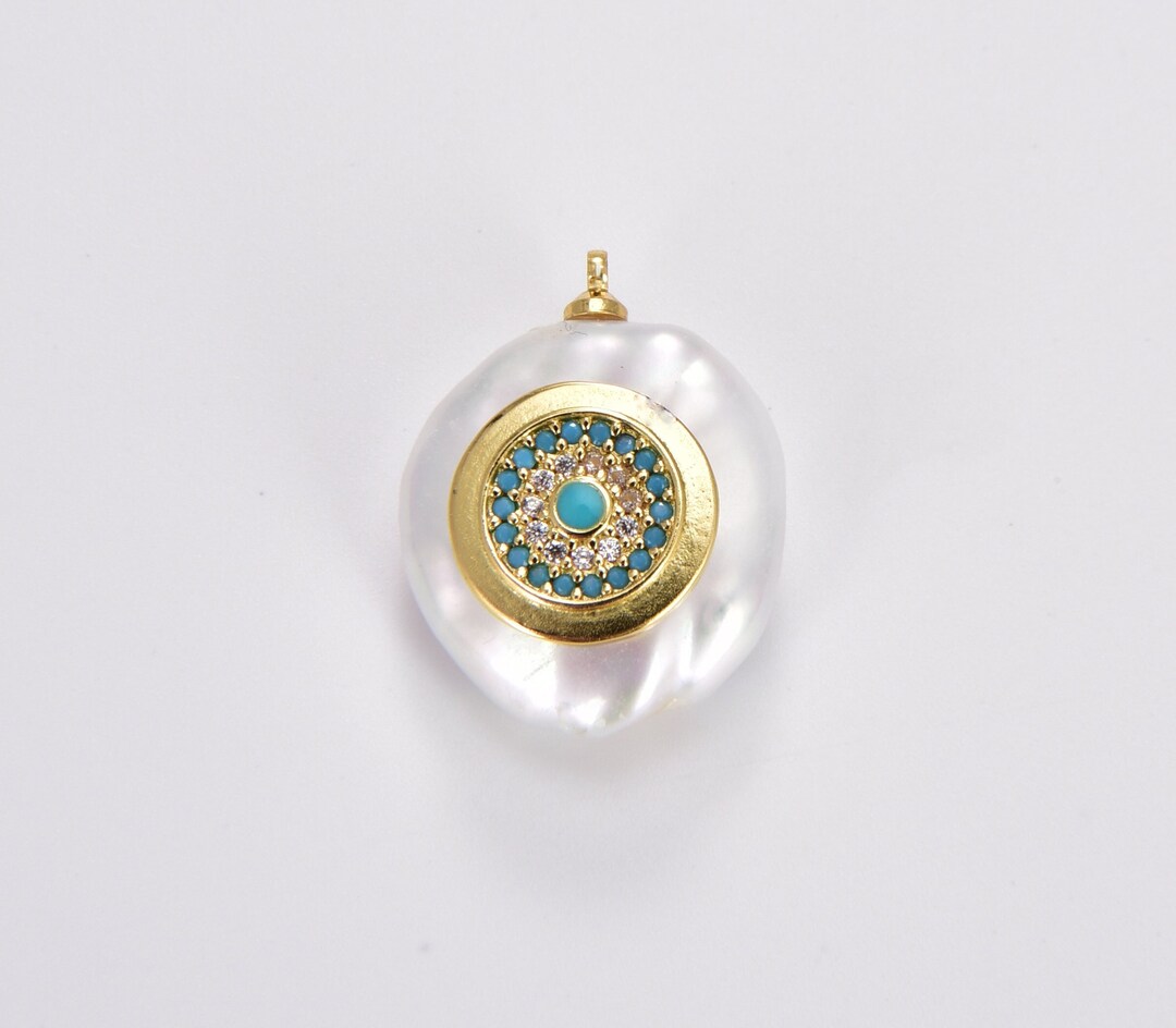 Evil Eye Add-on Charm With Pearl in Gold Filled, Greek Eye Evil Pearl ...