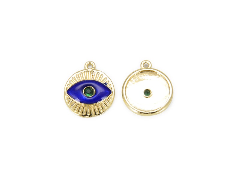 Enamel Evil Eye Protection Charm in Gold Filled, CZ Micro Pave ...