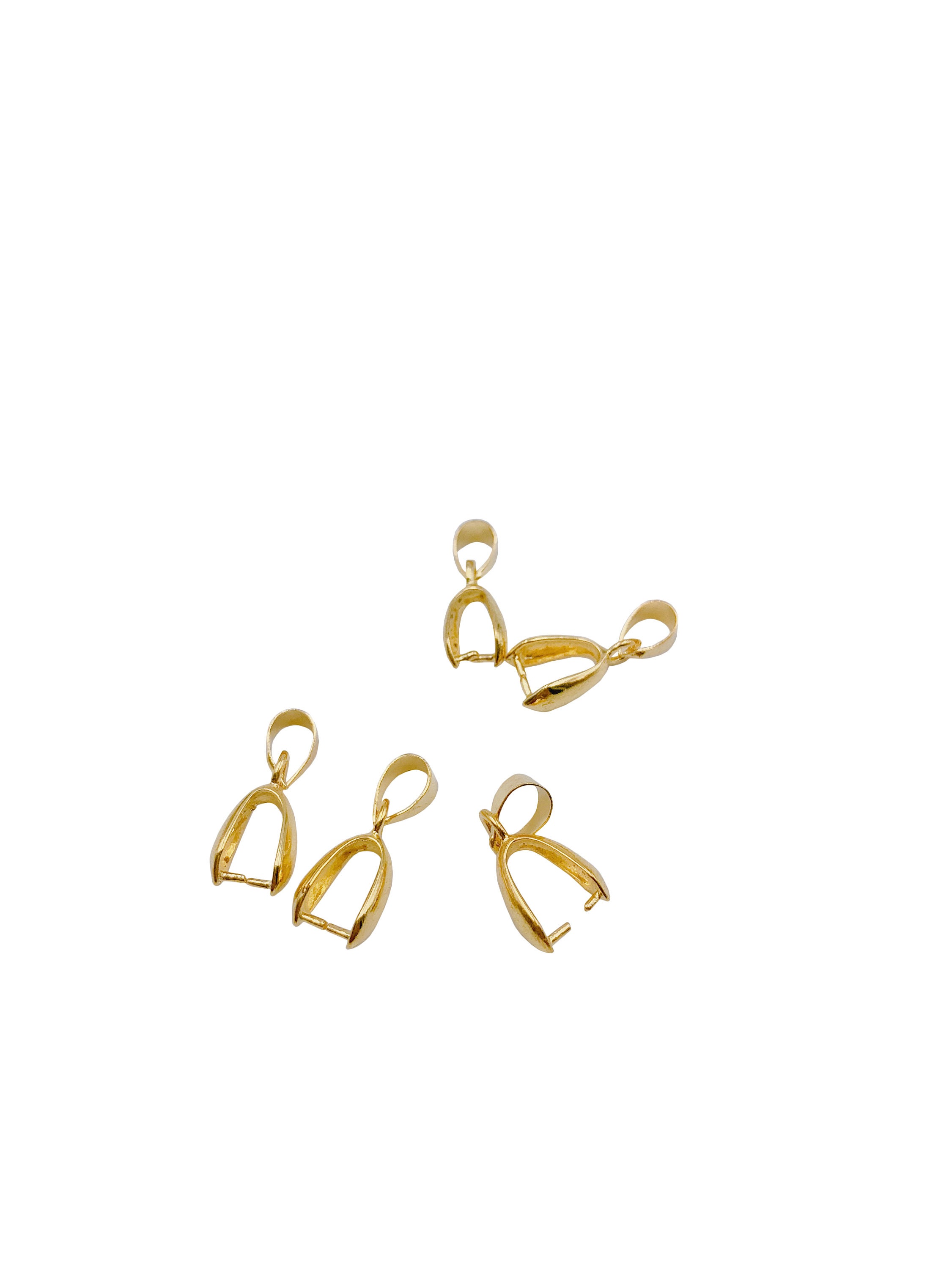 Shiny Gold Pendant Bail Clasps, Pinch Bails, Charm Pinch Bails ...